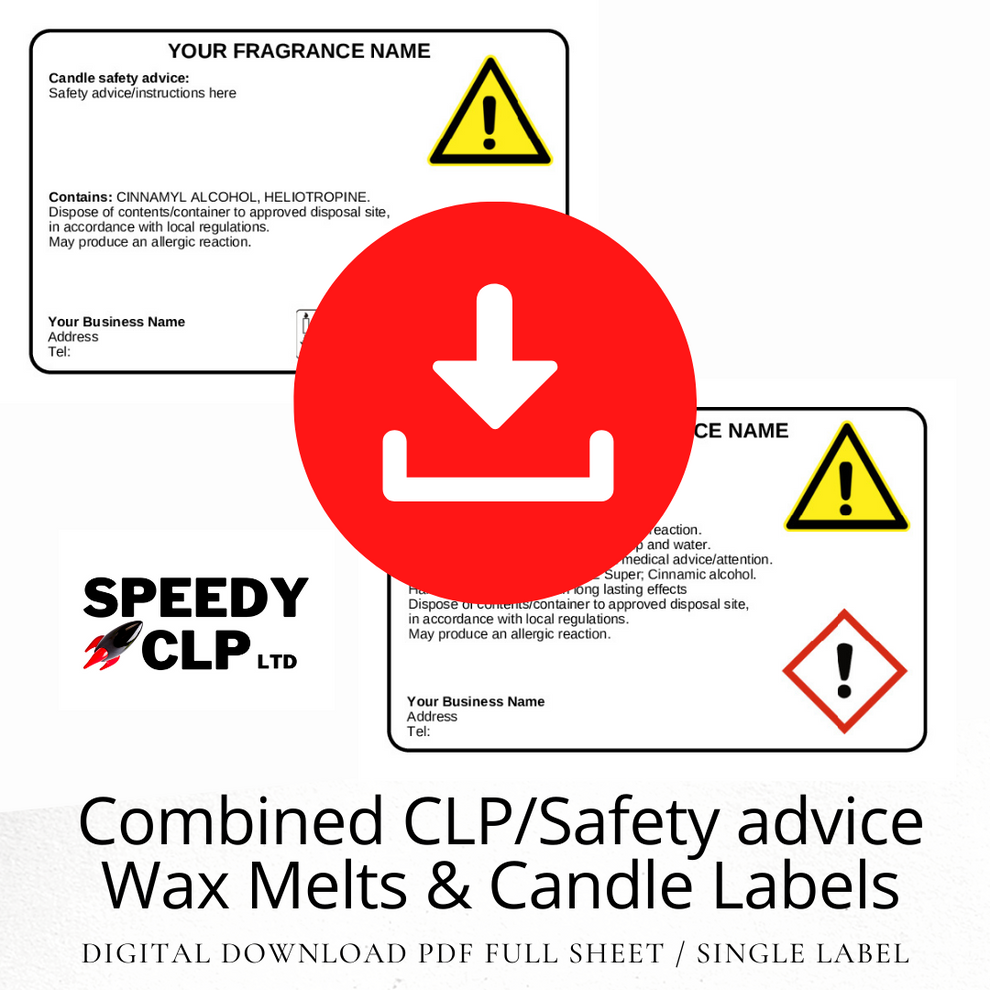 SAME DAY Wax Melt or candle combined CLP & safety advice label - Digit ...